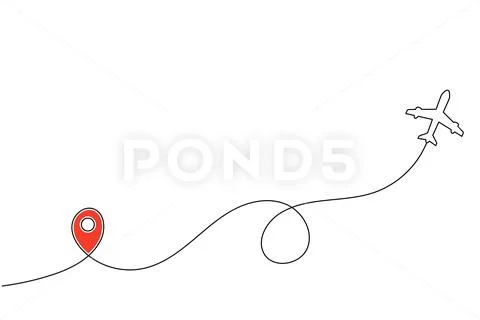 Aircraft route and starting point Illustration #225340132
