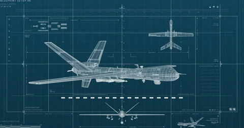 Aircraft Technical Drawing Blueprint Tim... | Stock Video | Pond5