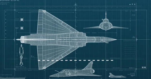 Aircraft Technical Drawing Blueprint Tim... | Stock Video | Pond5