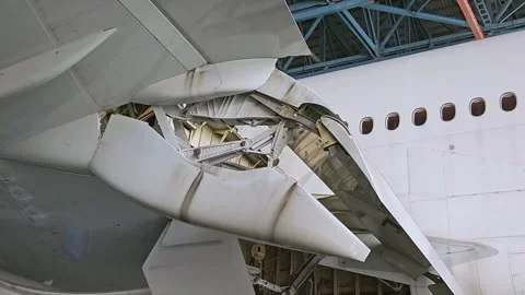 Aircraft's inboard flaps are retraced us... | Stock Video | Pond5