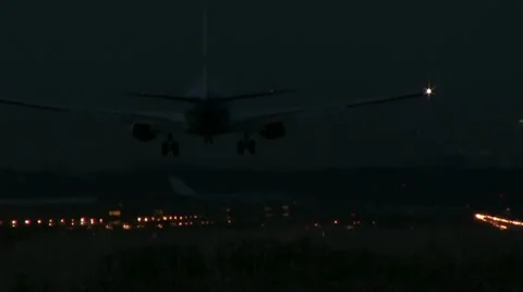 Airplane Night Landing Stock Video Footage | Royalty Free Airplane ...