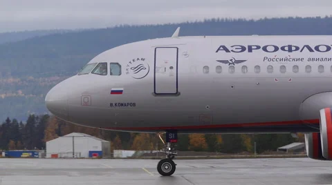 Airplane Aeroflot Airbus A320 take off a... | Stock Video | Pond5