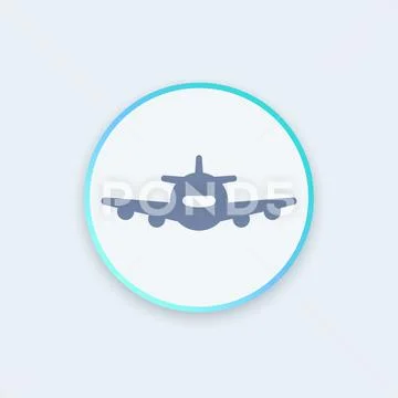 Airplane, aircraft icon, plane, aviation, air transport round stylish ...