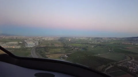 Airplane aircraft jet cockpit view final... | Stock Video | Pond5