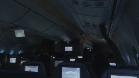 Airplane Interior Night Stock Video Footage | Royalty Free Airplane ...