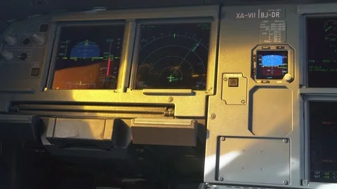 airplane cockpit with controls and radar | Stock Video | Pond5
