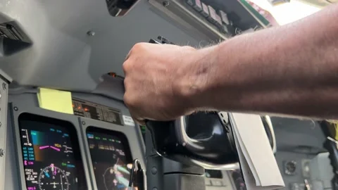 Airplane cockpit inside view from the le... | Stock Video | Pond5