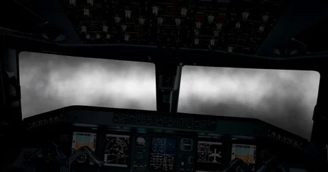 Airplane cockpit view of flying through ... | Stock Video | Pond5