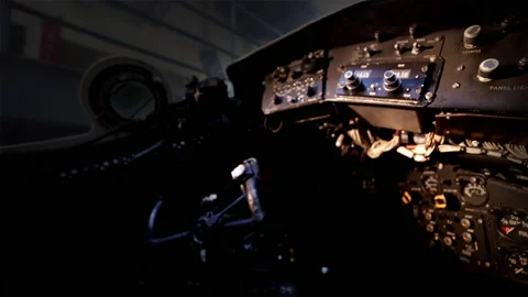 Airplane Control Stick and Cockpit of An... | Stock Video | Pond5