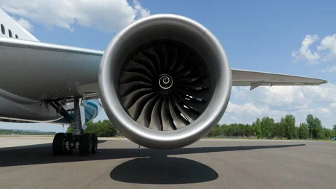 airplane details jet engine fan blades n... | Stock Video | Pond5