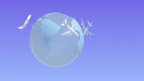 Airplane flying around the world , globe... | Stock Video | Pond5