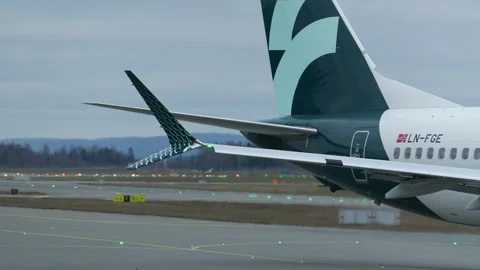 airplane flyr boeing 737 max 8 on ground... | Stock Video | Pond5