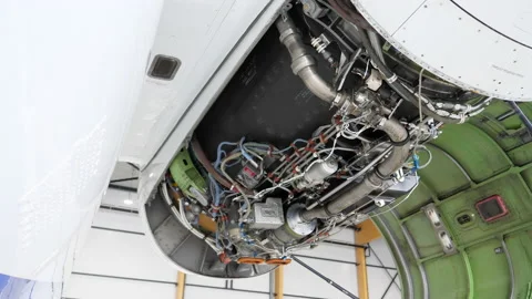 Airplane Jet Engine with Open Cover in M... | Stock Video | Pond5