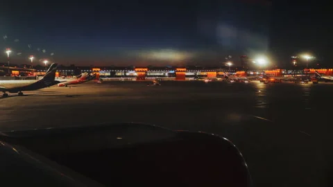 Airplane landing down at the airport, vi... | Stock Video | Pond5