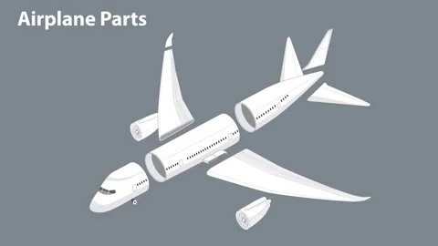 Airplane Parts Exploded View Animation | Stock Video | Pond5