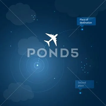 Airplane routes to place of destination. Vector illustration for ...