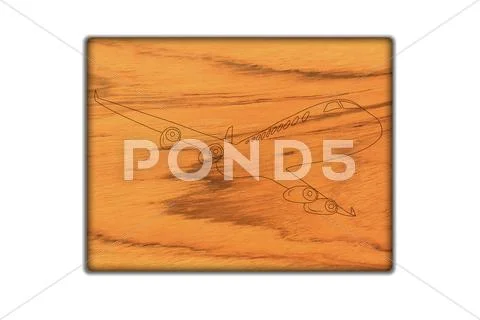 Airplane sign icon on wood texture and background Illustration #27210864