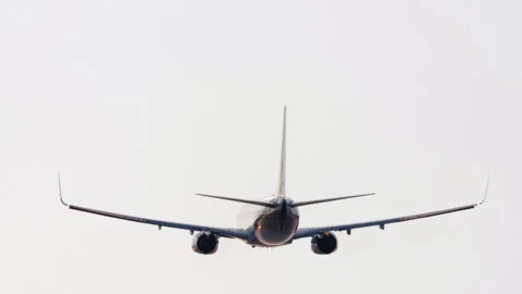 Airplane take off, rear view | Stock Video | Pond5