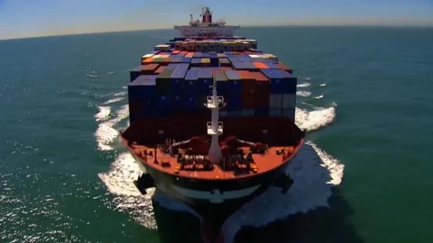 Airplane takes off, ship sails, containe... | Stock Video | Pond5