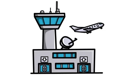 Airplane terminal building Sketch in 2d ... | Stock Video | Pond5