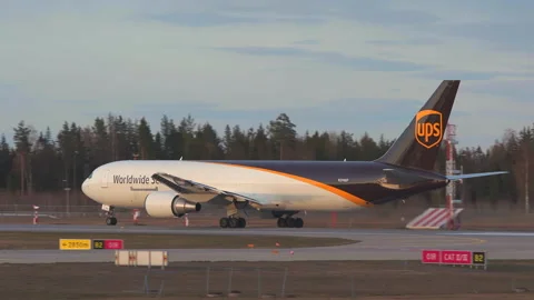 airplane ups cargo boeing 767 taking off... | Stock Video | Pond5
