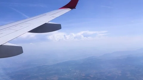 Airplane wing flying | Stock Video | Pond5