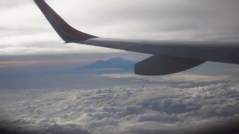 Airplane wing shot from inside Plane wit... | Stock Video | Pond5