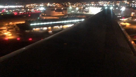 Airplane Wing at Takeoff During Night Ti... | Stock Video | Pond5