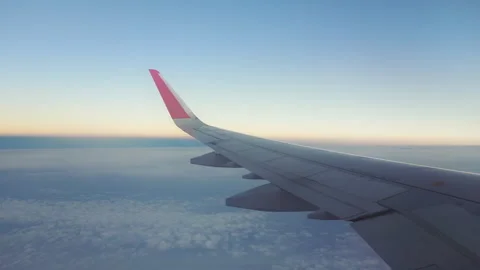 airplane wing view from cabin windows wh... | Stock Video | Pond5