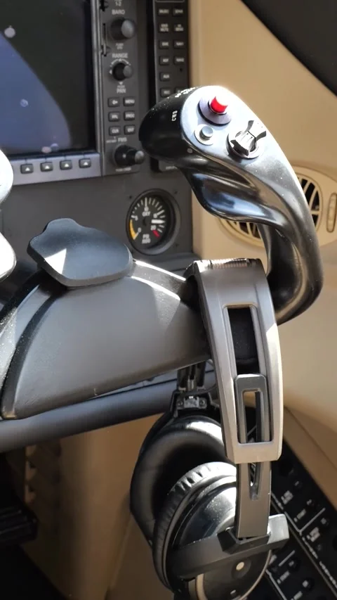 airplane's joystick yoke steering wheel ... | Stock Video | Pond5