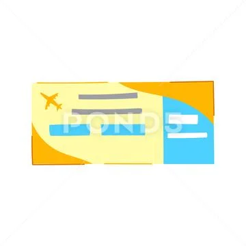 Airport boarding pass cartoon vector illustration: Graphic #273539689