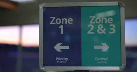 Airport boarding zone signs with priorit... | Stock Video | Pond5