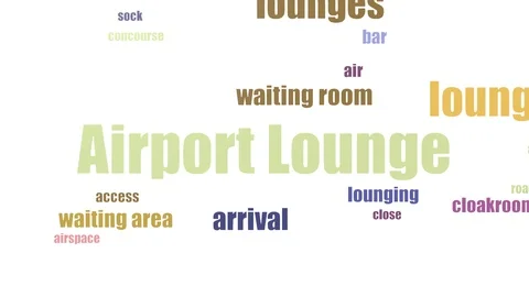 Airport Lounge Tagcloud Animated Isolate... | Stock Video | Pond5