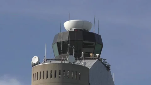 Airport radar control tower and communic... | Stock Video | Pond5