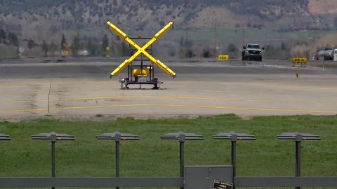 Airport Runway Closure Warning Sign In A... | Stock Video | Pond5
