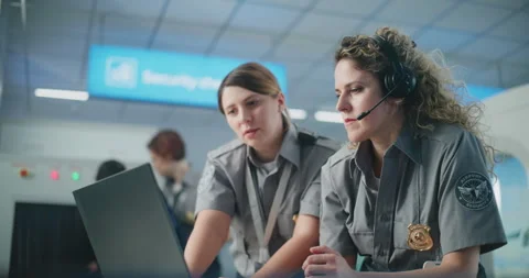 Airport Security Checkpoint: Female TSA ... | Stock Video | Pond5