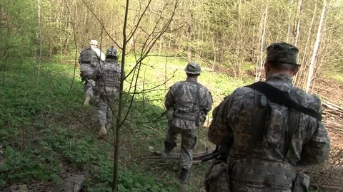 Airsoft game in the forest. | Stock Video | Pond5