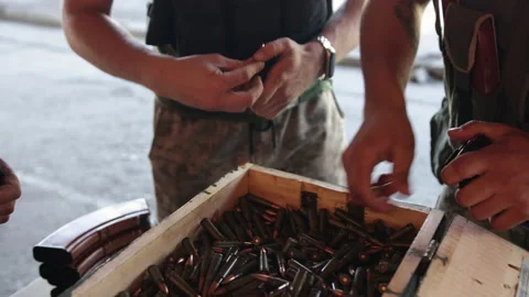 AK47 ammo, 7.62 caliber bullets, gun cri... | Stock Video | Pond5