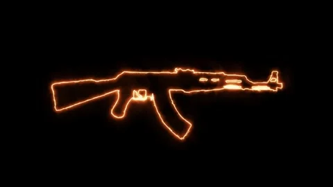 Ak47 Gun Neon Glowing Animation | Stock Video | Pond5