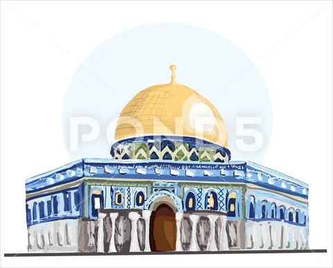 Al-Aqsa Mosque hand drawing vector. Jerusalem. Kuds, Mescidi Aksa ...
