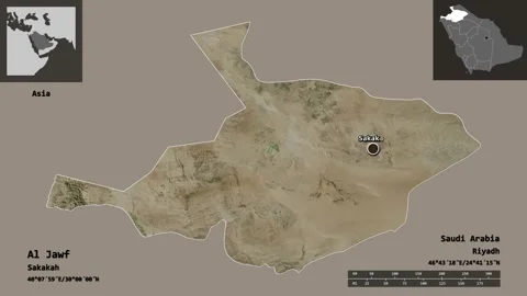 Al Jawf location. Saudi Arabia. Satellit... | Stock Video | Pond5