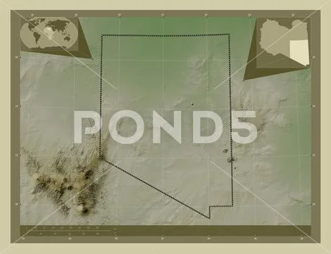 Al Kufrah, Libya. Elevation map colored in wiki style with lakes and ...