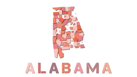 Alabama map with paper regions. Animated... | Stock Video | Pond5