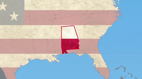 Alabama map pull out, flat USA map zoom ... | Stock Video | Pond5