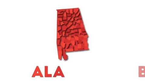 Alabama map showing regions. Animated us... | Stock Video | Pond5