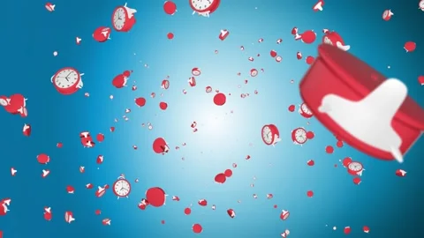 Alarm clocks falling down with depth of ... | Stock Video | Pond5