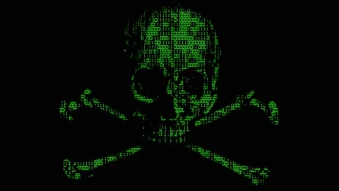 Alarming animated cyber hacking skull an... | Stock Video | Pond5