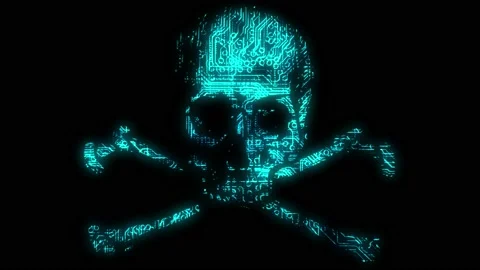 Alarming animated cyber hacking skull an... | Stock Video | Pond5