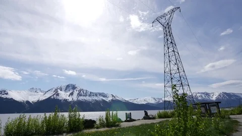 Alaska electric power transmission tower... | Stock Video | Pond5