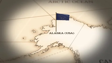 Alaska flag showing on world map with 3D... | Stock Video | Pond5